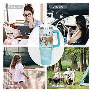 ZNYYZYBA 40 oz Tumbler with Handle and Straw Sloth Tumbler with Handle Insulated Leak Proof Travel Coffee Mug, Reusable Sloth Gift Tumblers