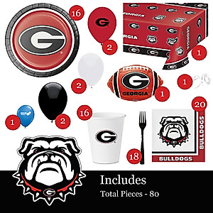 University of Georgia Party Supplies Bundle | University of Georgia Graduation Party Supplies | University of Georgia Tailgating Party Supplies (Tailgate Pack for 16)