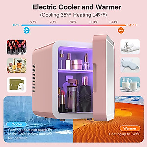 Skincare Makeup Fridge With Dimmable LED Light Mirror, 4L Portable Makeup Mini Fridge Cooler and Warmer for Bedroom, Car, Dorm, Office, Small Beauty Refrigerator for Cosmetics, Skin Care