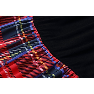 MEROKEETY Women's Plaid Long Sleeve Empire Waist Full Length Maxi Dress, Red#1, Large