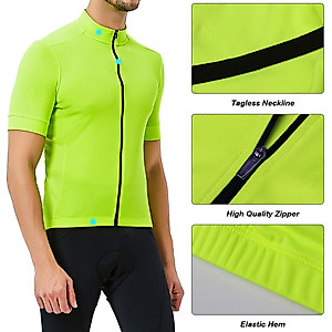 CATENA Men's Cycling Jersey Long Sleeve Shirt Running Top Moisture Wicking Workout Sports T-Shirt (F-Green-Short, L)