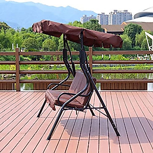 SDFPMO Porch Swing Canopy Cover Set,Removable Cushions Rainproof Oxfords Cloth Garden Patio Outdoor Rainproof Swing Canopy (Brown)