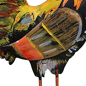 Westcharm 48 in. Crowing Metal Rooster Weathervane | Wind Wheel Decorative Garden Stake with Rooster Ornament | Chicken Garden Weather Vane