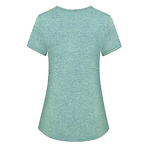 Workout Tshirts Women Loose Fit Sweat Wicking Short Sleeve Crewneck Athleisure Yoga Shirt Light Hiking Beach Volleyball Weight Tunic Trainning Exercise & Fitness Apparel Green 2X