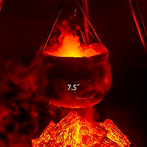 GLOCAMPING 7.5” Black Plastic Candy Cauldron Kettle, Plant Pot, Candy Holder, Halloween Party Favor Decoration