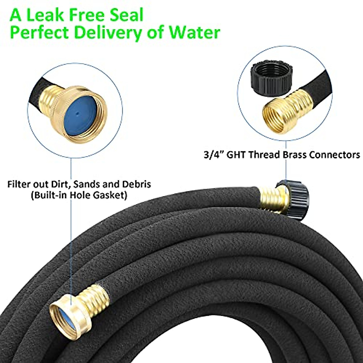 STYDDI Soaker Hose, 1/2" x 50 FT Round Soaker Garden Hose, Heavy Duty Water Seeper Hose Great for Garden Vegetable Beds, Lawn and Plants