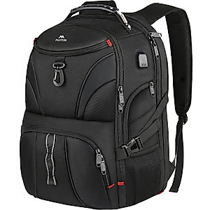 MATEIN Backpack for Men, Large Laptop Backpack with USB Port, Travel Backpacks for Women Student, Big College School Bookbag Water Resistant TSA Business Computer Bag Fit 17 Inch Notebook, Black