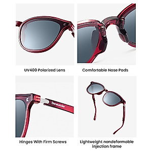 BENEUNDER Polarized Sunglasses for Womens & Mens, Retro Small Round Folding Sunglasses with UV400 Protection