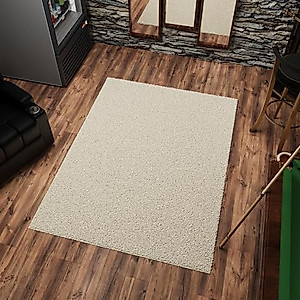 Ottomanson Indoor Solid Shag Design Rubber Back 5x7 Soft Pile Shag Area Rug for Bedroom, Living Room, Dining Room, Office, 5' x 7', Cream