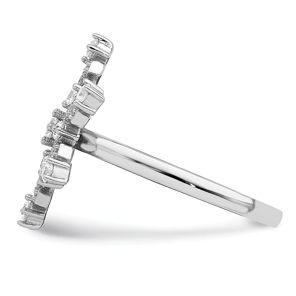 Diamond2Deal 925 Sterling Silver Rhodium-plated Cubic Zirconia Snowflake Ring Size-8