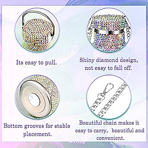 Colorful Diamond Water Bottle Bling Rhinestone Stainless Steel Thermal Bottle Refillable Water Bottle Insulated Water Bottle Glitter Water Bottle with Chain for Women(Silver,750 ml)