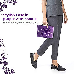Bible Covers for Women and Girls - Leather Bible Case Bag Large and Medium Size Fits Books Up to 10.1 x 7 x 1.9 Inches - Gift for Women Bright Goods by DEHITE - Purple Faux PU Leather Bible Accessory