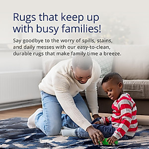 Abani Rugs Contemporary Blue & Grey Marble Ice Design 6’ x 9’ Area Rug - Modern Swirl Watercolor Non-Shedding Bedroom Rug