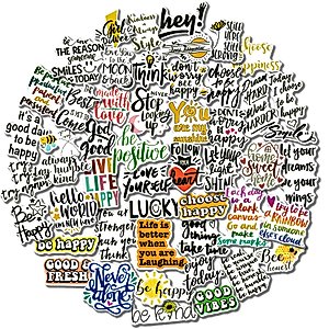 LIFEBE 50Pcs/Pack Inspirational Stickers for Water Bottles, Motivational Stickers for Teens, Students, Teachers, Employees, Vinyl Waterproof Durable Laptop Sticker Decals for Computer