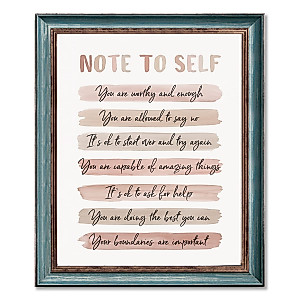 Note To Self, Self Care Sign, Social Worker Office Decor, Mental Health Wall Art, Counselling Sings, Affirmations Print, Positive Psychology, Unframed (11X14 INCH)