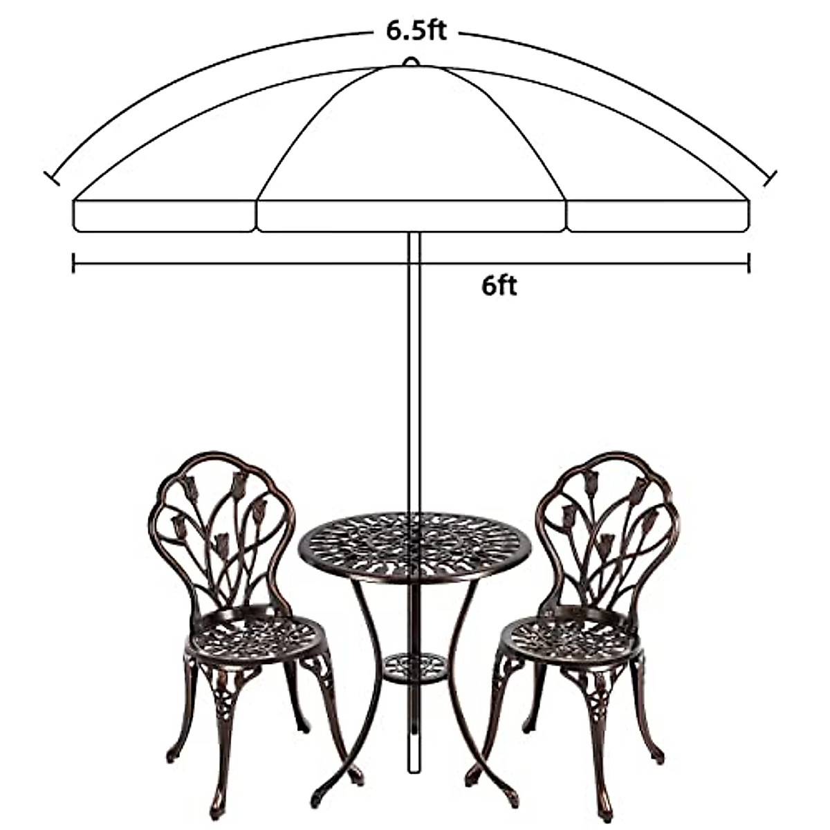 AMMSUN Patio Umbrella Market Table Umbrella 6.5 ft Tilt Steel Pole UPF50+ Protection, Great for Outdoor Garden Backyard (White)