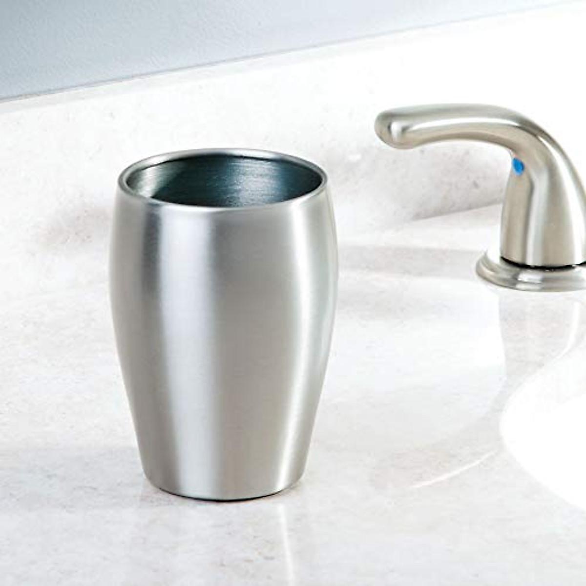 iDesign 28320 Avery Brushed Stainless Steel Bathroom Tumbler Cup - 3" x 3" x 4.06"