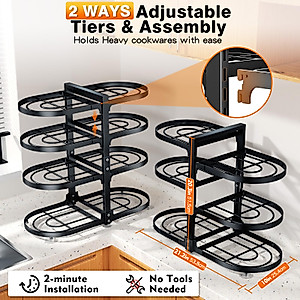 ARSTPEOE Mega Clearence Sale Half Save 6Tier, Pot and Pan Organizer for Cabinet, Pan Organizer Rack for Cabinet, Pot Organizer Rack for Under Cabinet, Pot Lid Organizer for Cabinet, Black