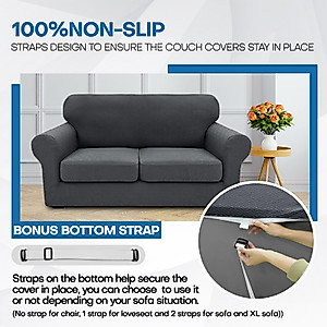 XINEAGE 2024 Newest 4 Pieces Couch Covers for 3 Cushion Couch Super Stretch Thick Soft Sofa Cover Anti Slip Sofa Slipcover Dogs Cats Furniture Protector (Dark Gray, 71"-91")