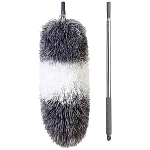BOOMJOY Microfiber Feather Duster with Extendable Pole, 100" Telescoping Cobweb Duster for Cleaning, Bendable Head, Scratch-Resistant Cover, Washable Duster for Ceiling, Fan, Furniture