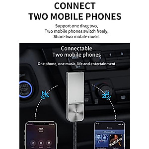 Bluetooth 5.0 Receiver with Microphone Little Bluetooth 3.5mm Aux Adapter Wireless Audio Car Kit with 3.5mm Jack for Car Vehicle Home Stereo Speaker Amplifier Music Streaming Hands-Free Calling