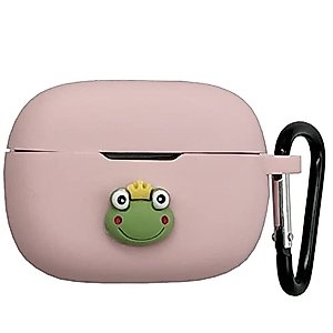 Cartoon Kawaii Case for JBL Vibe 200TWS Earbuds, Seadream Portable Cute 3D Frog Animal Cartoon Scratch Shock Resistant Protective Cover with Carabiner (Frog)