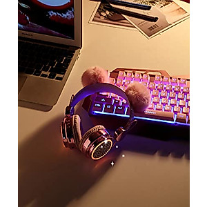 KORABA Wireless , LED Light up Color Changing Girls Bluetooth Headsets with MIC, 10 Hours 5.0 Bluetooth Headphones for School, Christmas (Pink)