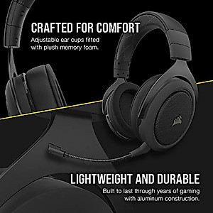 Corsair HS70 Pro Wireless Gaming Headset - 7.1 Surround Sound Headphones for PC, MacOS, PS5, PS4 - Discord Certified - 50mm Drivers – Carbon,Black