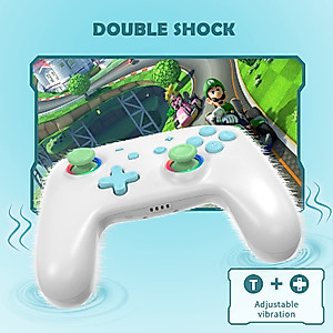 momen Switch Pro Controller, Bluetooth Wireless Gaming Controller for Nintendo Switch/Lite/OLED，Pink&White