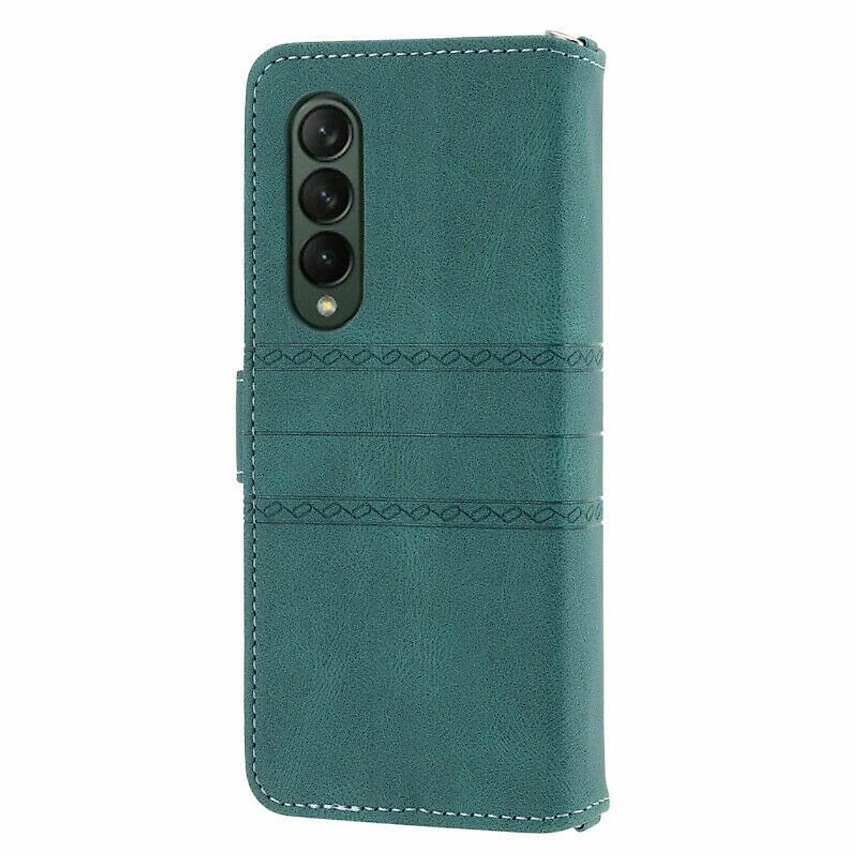 EAXER for Samsung Galaxy Z Fold 3 5G Wallet Case, with Crossbody Strap Premium PU Leather Folio Flip Card Slot Kickstand Protective Case Cover (Green)