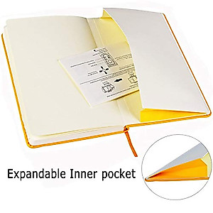 5 Pack Journal Notebooks, Taotree Yellow Classic Ruled Writing Notebook, Hard Cover PU Leather, 120gsm Premium Thick Paper, Inner Pocket, 128 Pages, 5"×8.3" for Office Business Supplies