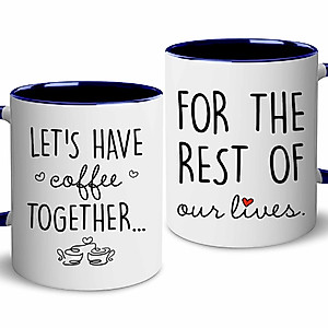 BSQUIELE Couple Mug Set - Fathers Day, Mothers Day, Valentine Mug Set For Wife, Husband, Mom, Dad - Bridal Shower, Engaged, Christmas, Wedding, Birthday Gifts For Bride, Groom, Mr, Mrs, Him, Her 11OZ