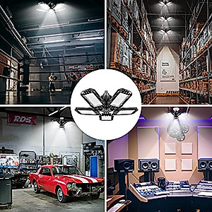 LED Garage Light, Ultra Bright Garage Lights Ceiling Led 360° Illuminator, 100W 12000LM 6500K Deformable LED Garage Ceiling Lights with 5 Adjustable Panels E26/E27 for Garage Basement Bay Workshop