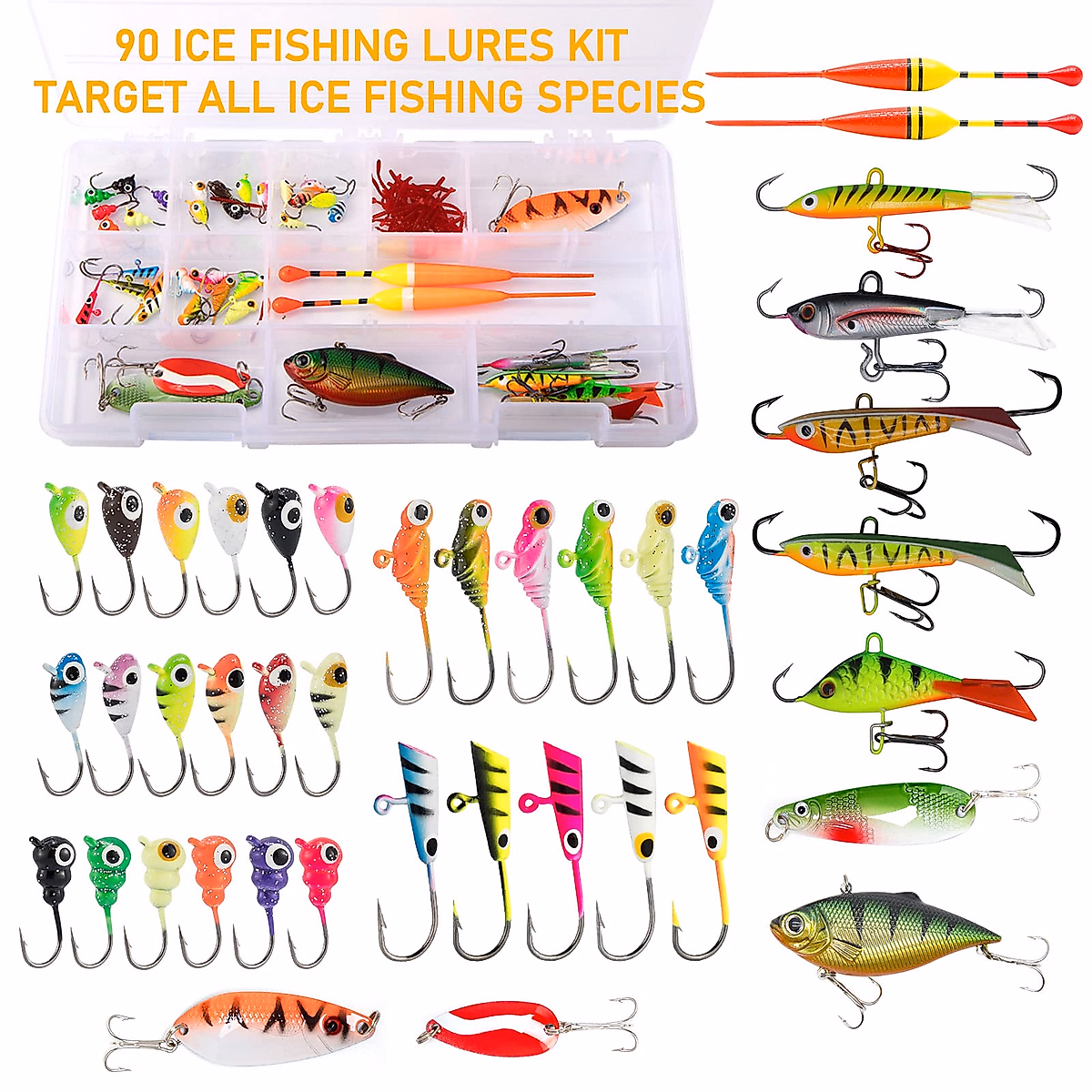 Dr.Fish Ice Fishing Rod and Reel Combo with 2 Ice Spinning Reels Ice Fishing Gears Equipment Ice Fishing Pole Ice Jig Lures