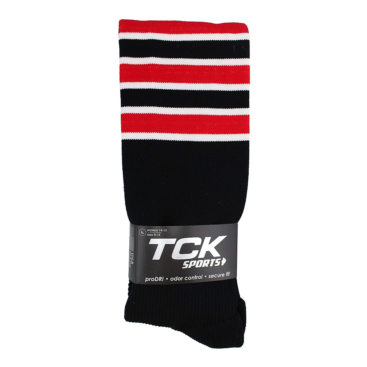 TCK Performance Baseball/Softball Socks (Black/White/Scarlet, Small)