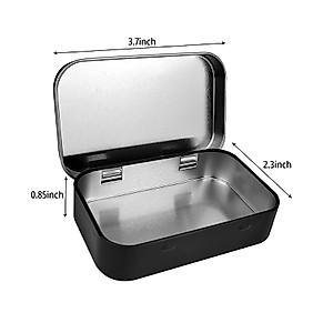 QIANCAIWANG 2 Pack Metal Box, Rectangular Tins Box Containers, Storage Box, Small Box with Lids for Tobacco, Cigarettes, Candy, Jewelry (Black)