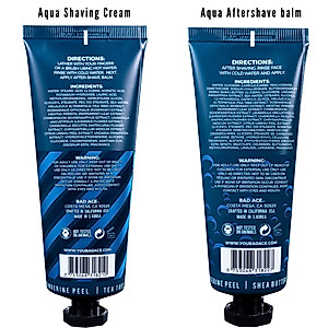 BAD ACE Aqua Bundle | Korean Skin Care for Men | Protects Skin from Razor Burn | Jeju Ocean Men's Shaving Cream (4 oz) & After Shave Balm for Men (3 oz)