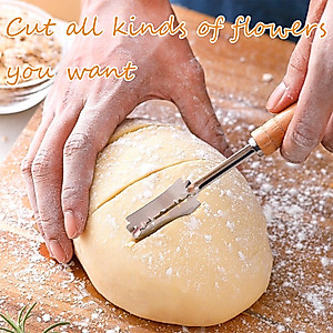 Bread Bow Knife for Homemade Bread - 16" Wooden Sourdough Bread Knife with Bread Lame Tools 5 Replaceable Blades, Premium Stainless Steel for Bagels Baguettes and More - Sourdough Bread Slicer Set