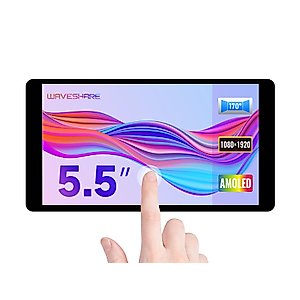 waveshare 5.5inch Capacitive Touch AMOLED Display Compatible with Raspberry Pi 4B/3B+/3A+/2B/B+/A+/Zero/Zero W/WH/Zero 2W CM3+/4 1080×1920 Resolution HDMI Supports Jetson Nano/Windows