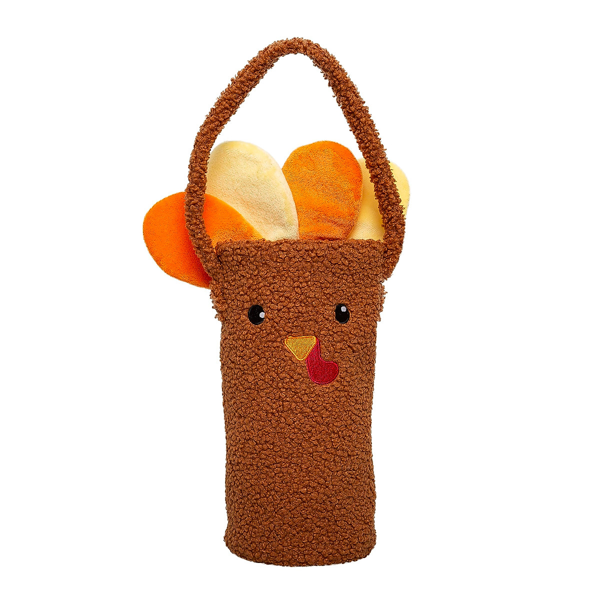 Pearhead Sherpa Turkey Wine Bottle Gift Bag, Thanksgiving Dinner Ideas, Funny Fall Housewarming Ideas, Holiday Party Hostess Gifts, Reusable Gift Bag, Soft Travel Wine Tote Carrier