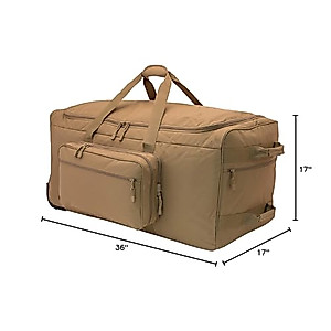 Mercury Tactical Gear Monster™ Rolling Duffle Deployment Bag with Wheels, Large Wheeled Heavy Duty Duffle Bag for Men & Women, Travel Bag, Coyote Color