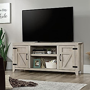 Sauder Misc Entertainment Farmhouse Credenza, for TVs up to 70", Chalked Chestnut Finish