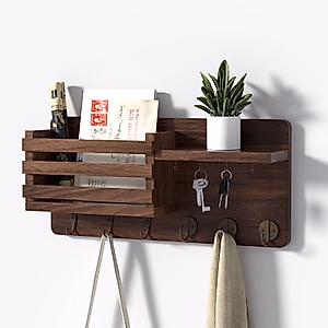 Key Holder for Wall, Key Hanger Wall Mount Hallway Farmhouse Decor, Mail Holder with 10 Key Hooks, Modern Key Rack with Floating Shelf, Mail Organizer and Key Hanging 2-in-1 Storage Rack