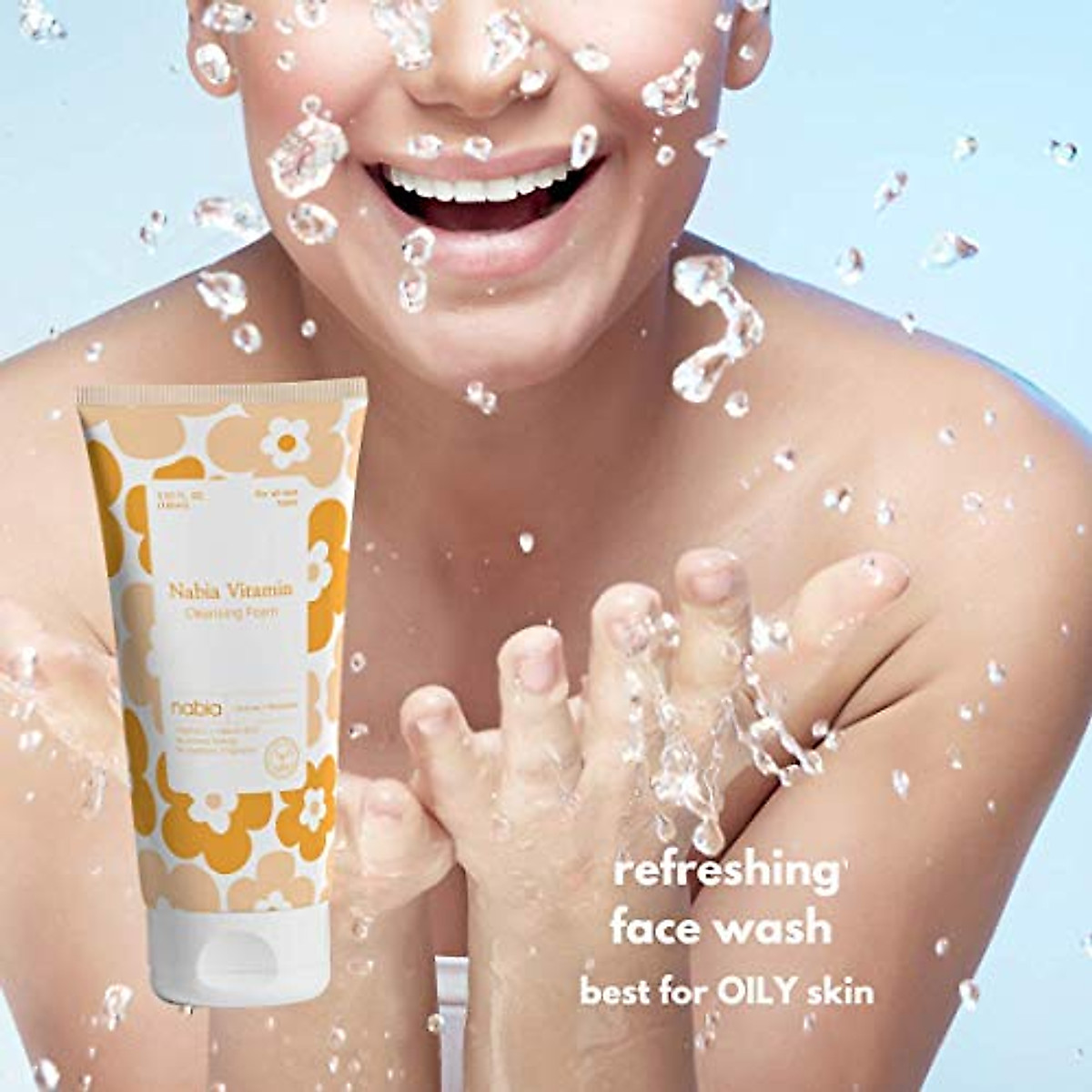 Nabia Plant-based Natural Face Wash with Vitamin C: Gentle and Clean Revitalizing Cleanser, 5.07 Fl Oz