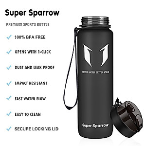 Super Sparrow Water Bottle - 17 oz - BPA & Toxic Free Tritan Water Bottles - One Touch Opening - Leak-proof Plastic Bottle - Kids Water Bottle for Office, Gym, Outdoor, Sports