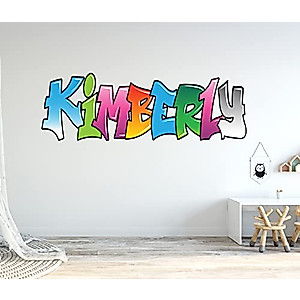 CuteDecals Graffiti Custom Name Wall Decal - Personalized Graffiti Name Art Decal - Unisex Wall Decor - Wall Decal for Nursery Bedroom Decoration (Mini Wide 15''x4'' Height)
