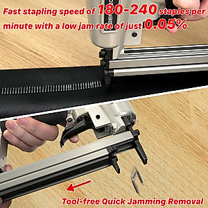 KEENTECH Pneumatic Staple Gun 22 Gauge, Air Upholstery Stapler with 3765pcs 3/8" Crown Staples 1/4"-5/8", Ready-to-Use Air Staple Gun with Staples, Safety Trigger, for Wood Furniture Fabric Leather