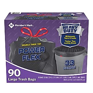 Member's Mark Power-Guard Drawstring Bags - 33 gal. - 90 Count (2 Pack)
