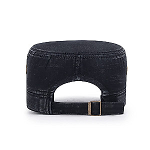 Cadet Army Military Hat Retro Fade Style Flat Top Adjustable (Black+Green, 2)