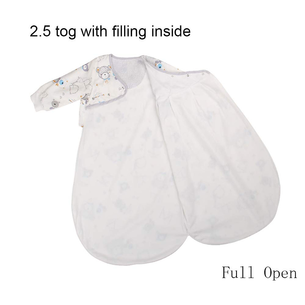 BLOOMSTAR Baby Sleeping Sack Long Sleeves (3-12M) Tog 2.5 Warm Newborn Sleeping Bag with Arms Quilted Swaddle Wearable Blanket Toddler Cotton Poplin Infant in a Bag Unisex Sleeper